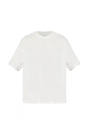 Adidas Logo-embroidered Graphic-print T-shirt - Neutrals