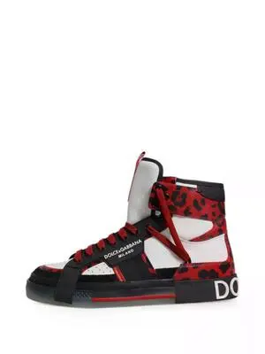 Dolce & Gabbana Portofino Leopard-print High-top Sneakers