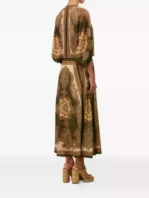 Zimmermann Mahon Paisley-print Tie-neck Midi Dress