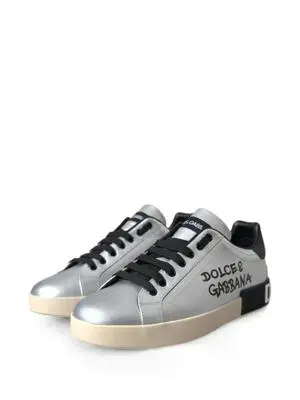 Dolce & Gabbana Portofino Logo-print Sneakers - Silver