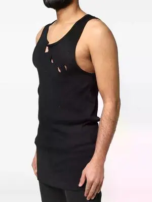 Dolce & Gabbana Distressed Ribbed-knit Tank Top - Black