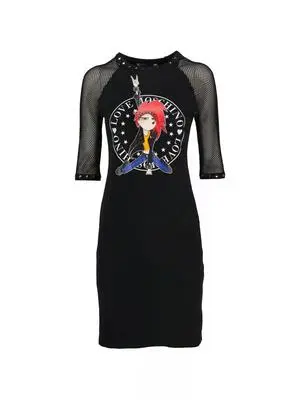 Moschino Embellished Mesh Sleeve Dress