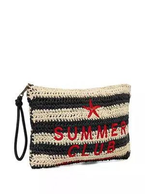 LOLA CASADEMUNT Striped-knit Starfish-motif Wallet - Black