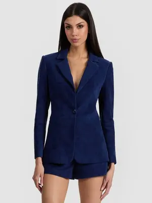 Alice + Olivia Macey Suede Fitted Blazer