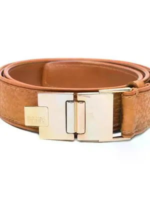 Gianfranco Ferre Logo-engraved Pebbled Belt - Neutrals