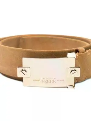 Gianfranco Ferre Suede Plaque Buckle Belt