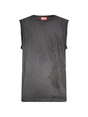 DIESEL® T-rawbisco Graphic-print Sleeveless T-shirt - Grey
