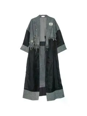 HUI MILANO Bruno Patchwork Frayed-edge Coat