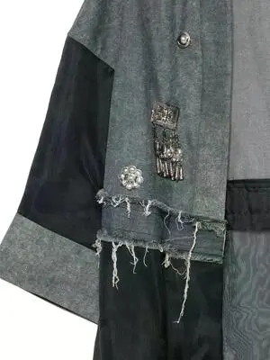 HUI MILANO Bruno Patchwork Frayed-edge Coat