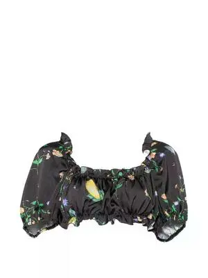 Moschino Floral Print Crop Top - Black
