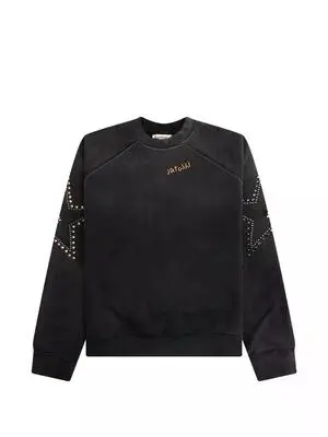 SATOSHI NAKAMOTO Crew Neck Sweatshirt With Star Stud Embellishment - Black