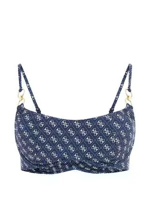 Guess Monogram-print Ring-detail Bikini - Blue