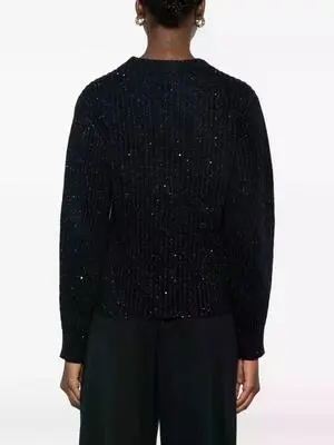 Brunello Cucinelli Sequin Embellished Ribbed Knit Sweater