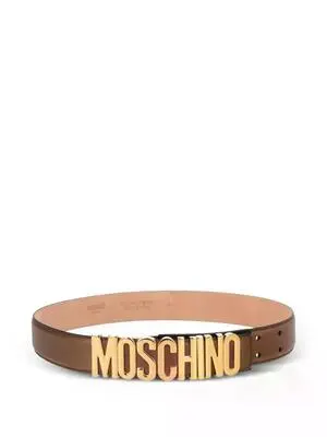 Moschino Lettering Leather Belt - Brown