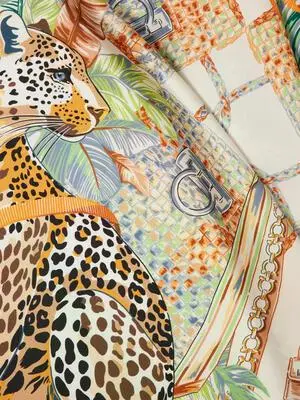 FERRAGAMO Poised Leopards-print Silk Scarf