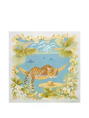 FERRAGAMO Jungle-print Silk Scarf - Blue