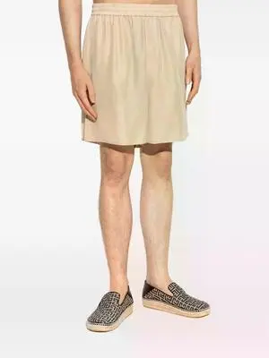 Balmain Beige Silk Logo-print Shorts