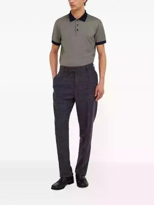 FERRAGAMO Short Sleeve Micro Check Polo - Neutrals
