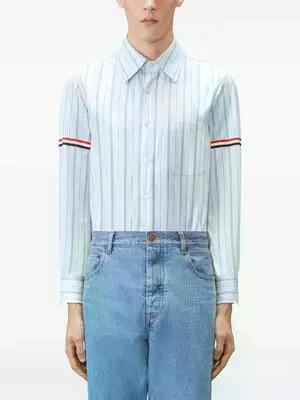 Thom Browne Madras Hairline-stripe Armband Shirt - Blue