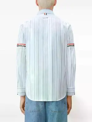 Thom Browne Madras Hairline-stripe Armband Shirt - Blue