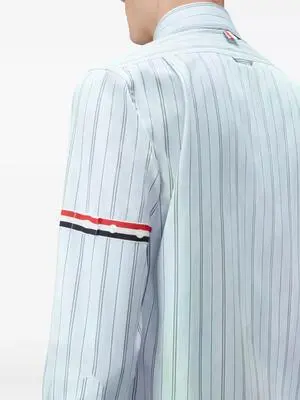 Thom Browne Poplin Hairline Stripe Shirt With Armbands - Blue