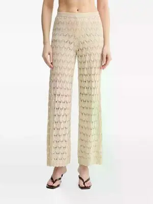 TWINSET Open-knit Wide-leg Trousers - Neutrals