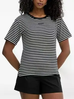 TWINSET Logo Embroidered Striped T-shirt - Black