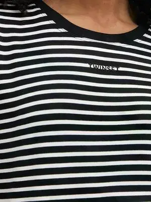 TWINSET Logo Embroidered Striped T-shirt
