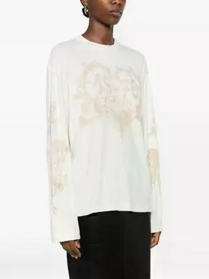 DIESEL® Cotton Long Sleeve T-shirt With Graphic Print