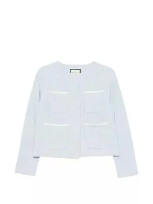 Bruno Manetti Bouclé Jacket With Contrast Trim - Blue