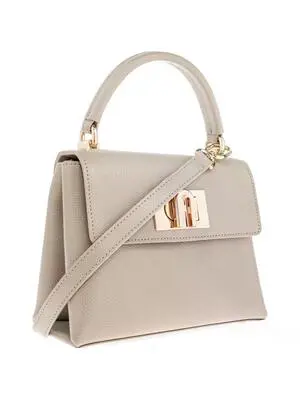 Furla 1927 Mini Logo Plaque Leather Tote Bag
