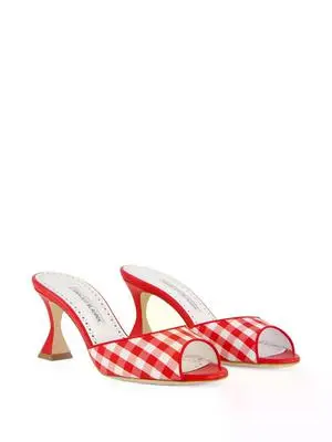 Manolo Blahnik Cotton Gingham Mules