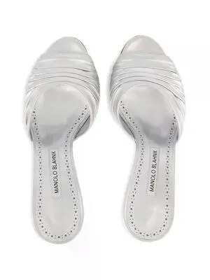 Manolo Blahnik Pirua Nappa Leather Heeled Mules