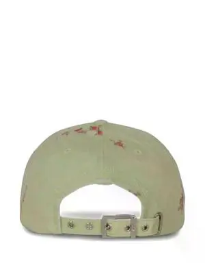 GANNI Floral Print Distressed Baseball Cap
