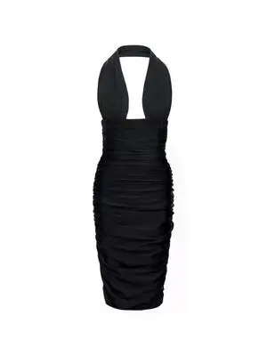 MEDEEA Ruched Halterneck Midi Dress - Black