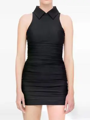 MEDEEA Ruched Collared Mini Dress