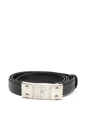 Gianfranco Ferre Logo Plaque Leather Belt - Black
