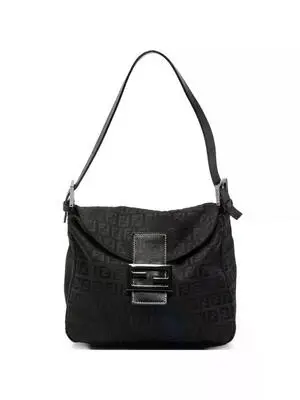 Fendi Zucchino Monogram Shoulder Bag - Black