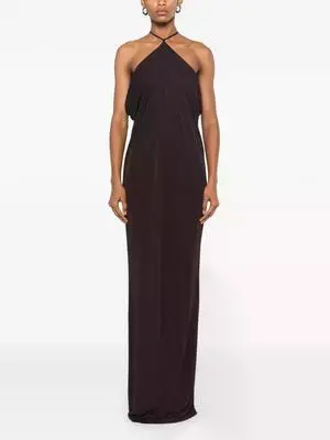 Alberta Ferretti Halterneck Draped Maxi Dress