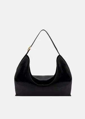 Vince Vivian Plongé Leather Medium Hobo Bag - Black
