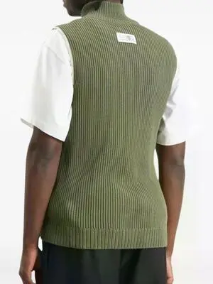 MAISON MARGIELA Khaki Ribbed Knit Zip-up Cardigan