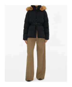 Burberry Funnel Neck Zip-up Puffer Coat With Drawcord Waist And Hood