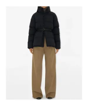 Burberry Funnel Neck Zip-up Puffer Coat With Drawcord Waist And Hood