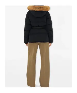 Burberry Funnel Neck Zip-up Puffer Coat With Drawcord Waist And Hood