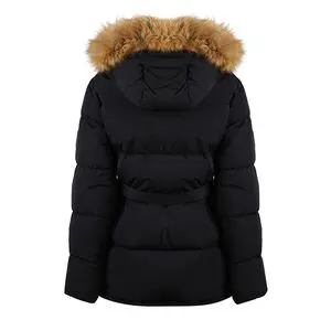 Burberry Funnel Neck Zip-up Puffer Coat With Drawcord Waist And Hood