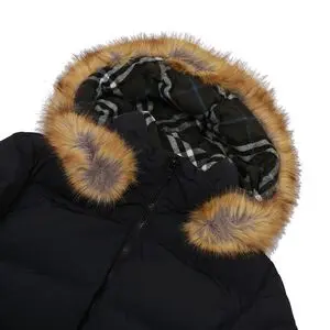 Burberry Funnel Neck Zip-up Puffer Coat With Drawcord Waist And Hood