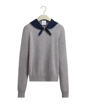 Dior Tie Neck Sweater With Gold-plated Rings