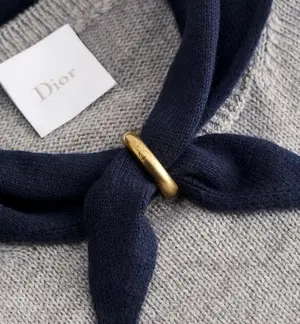 Dior Tie Neck Sweater With Gold-plated Rings