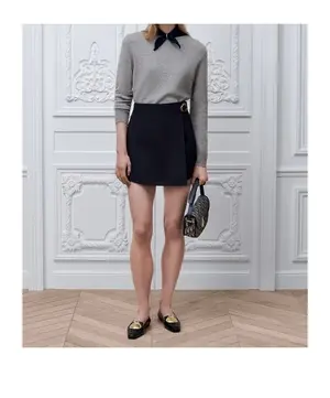 Dior Tie Neck Sweater With Gold-plated Rings