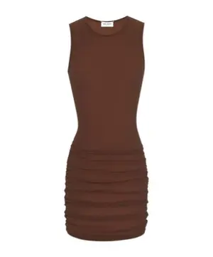 SAINT LAURENT Saint Laurent Crewneck Ruched Mini Dress